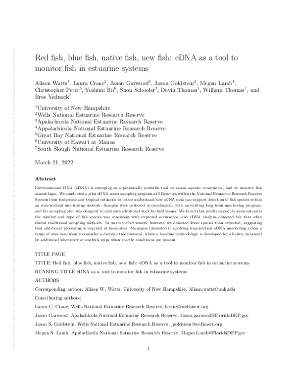 Red fish, blue fish, native fish, new fish: eDNA as a tool to monitor ...