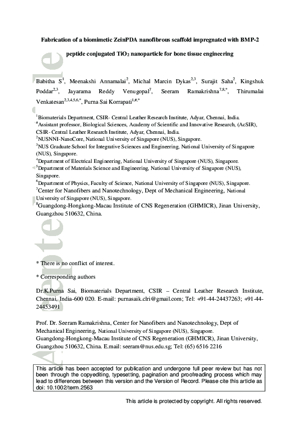 (PDF) Fabrication of a biomimetic ZeinPDA nanofibrous scaffold impregnated with BMP‐2 peptide ...