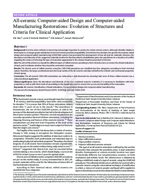 (PDF) All-ceramic Computer-aided Design and Computer-aided ...