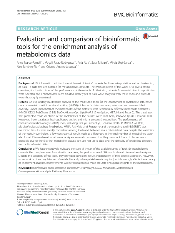 (PDF) Evaluation and comparison of bioinformatic tools for the enrichment analysis of ...