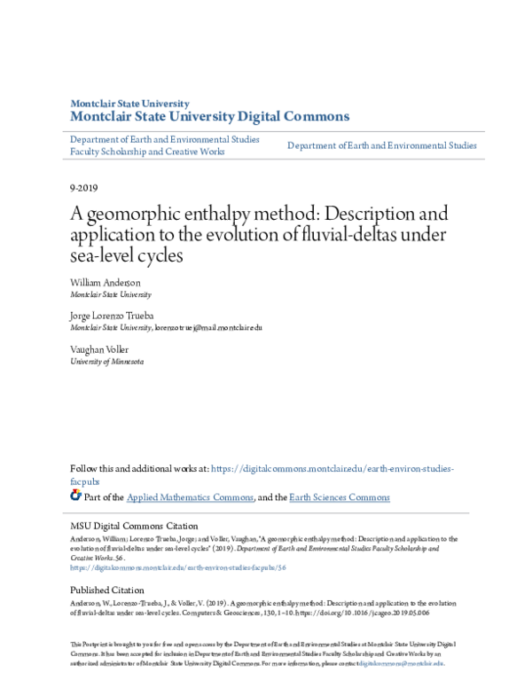 (PDF) A geomorphic enthalpy method: Description and application to the ...