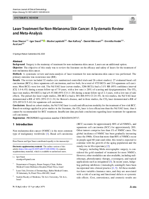 (PDF) Laser Treatment for Non-Melanoma Skin Cancer: A Systematic Review ...