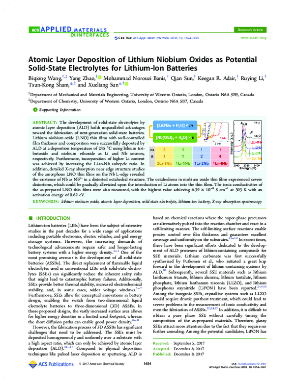 Pdf Atomic Layer Deposition Of Lithium Niobium Oxides As Potential