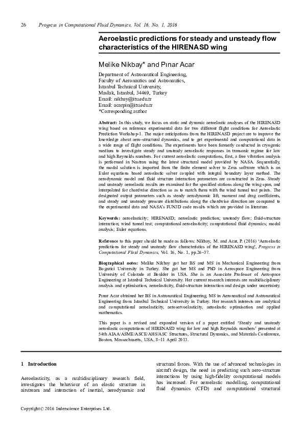 (PDF) Aeroelastic Analysis of HIRENASD Wing Flow