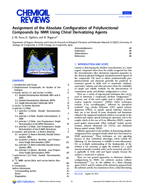 (PDF) Assignment of the Absolute Configuration of Polyfunctional ...