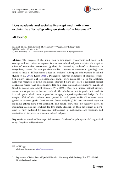 (PDF) Does academic and social self-concept and motivation explain the effect of grading on ...