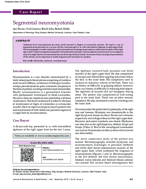 (PDF) Segmental neuromyotonia