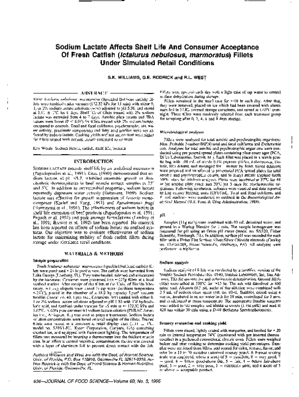 (PDF) Sodium Lactate Affects Shelf Life And Consumer Acceptance Of ...