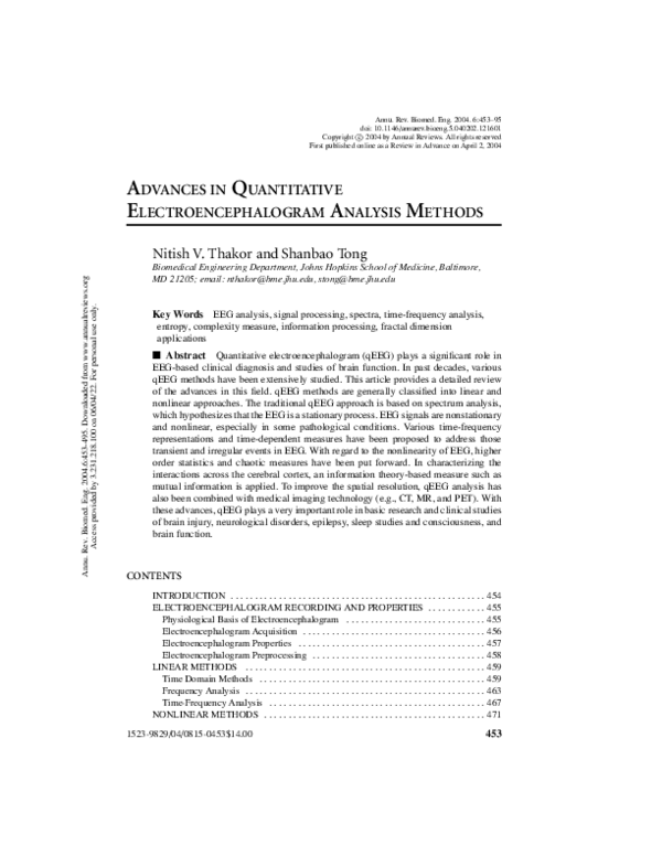 (PDF) Advances in Quantitative Electroencephalogram Analysis Methods