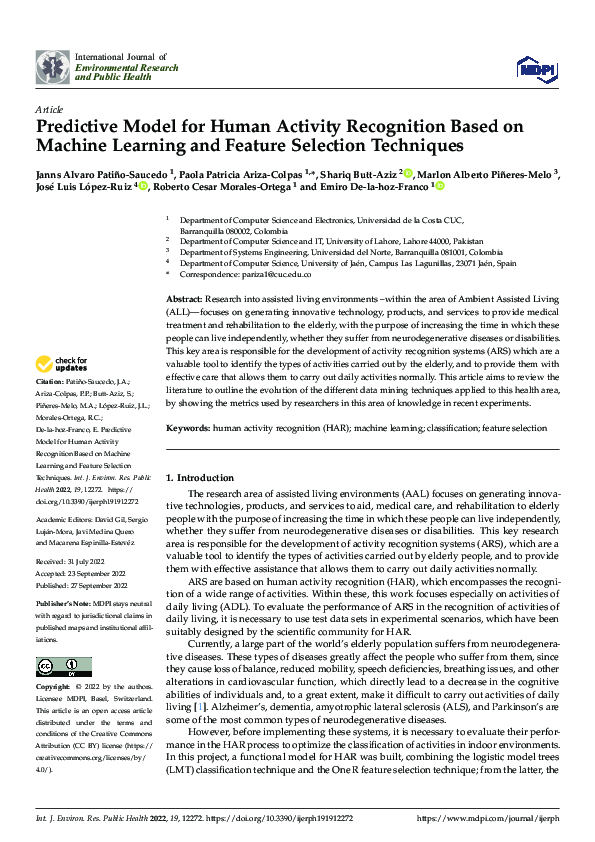(PDF) Predictive Model for Human Activity Recognition Based on Machine Learning and Feature ...