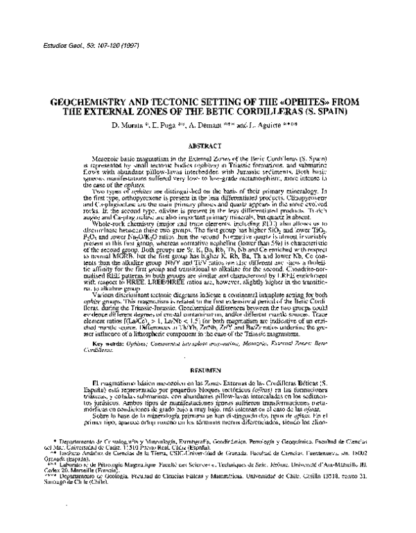 (PDF) Geochemistry and tectonic setting of the «ophites» from the ...