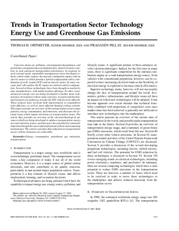 (PDF) Trends in transportation sector technology energy use and ...