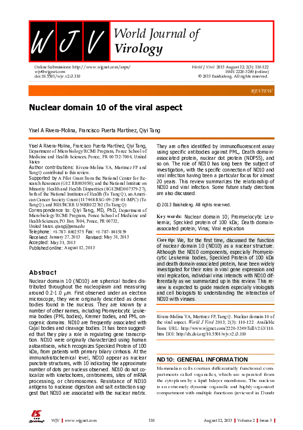 (PDF) Nuclear domain 10 of the viral aspect | Francisco Javier Martinez ...