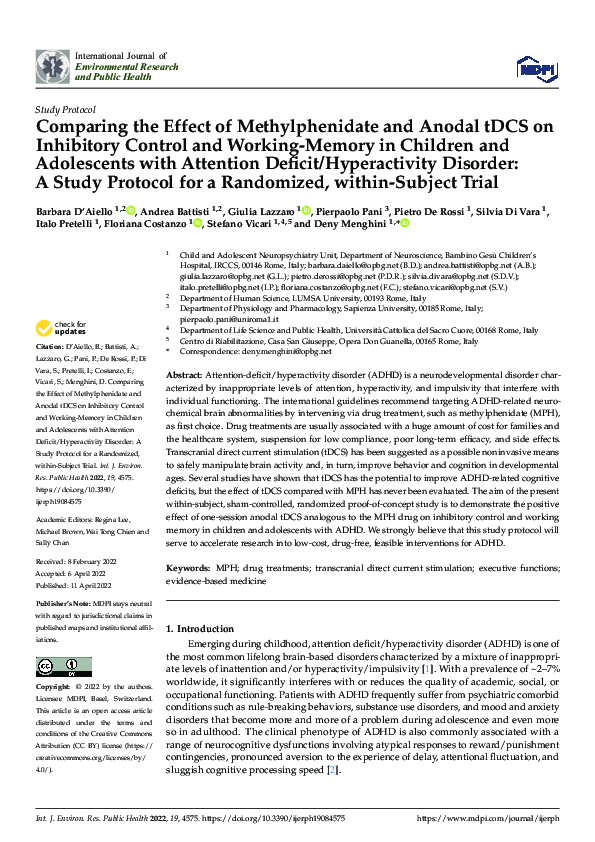(PDF) Comparing the Effect of Methylphenidate and Anodal tDCS on ...