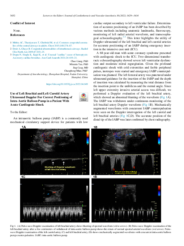 (PDF) Use of Left Brachial and Left Carotid Artery Ultrasound Doppler ...
