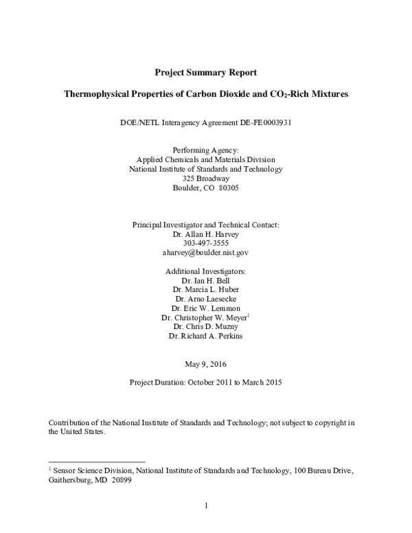 (PDF) Thermophysical Properties of Carbon Dioxide and CO2-Rich Mixtures ...