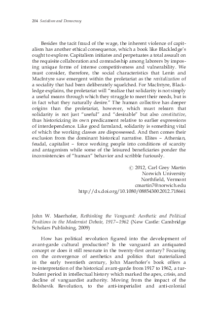 (PDF) Rethinking the Vanguard: Aesthetic and Political Positions in the ...