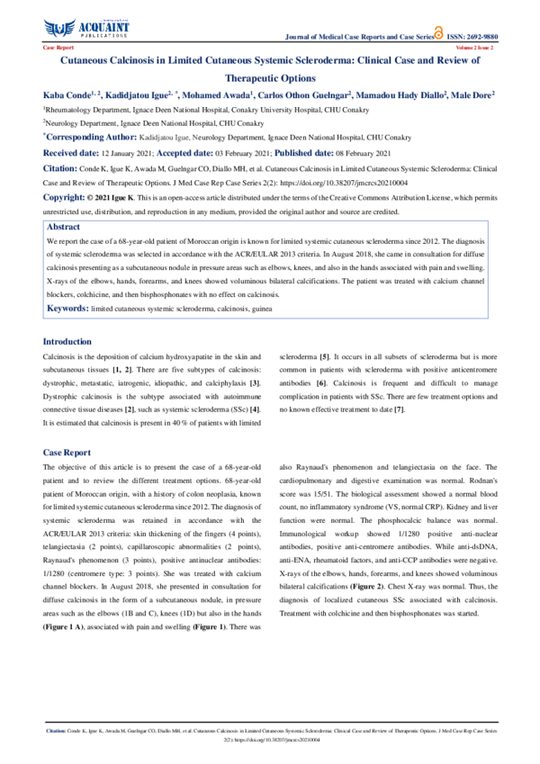 (PDF) Cutaneous Calcinosis in Limited Cutaneous Systemic Scleroderma ...