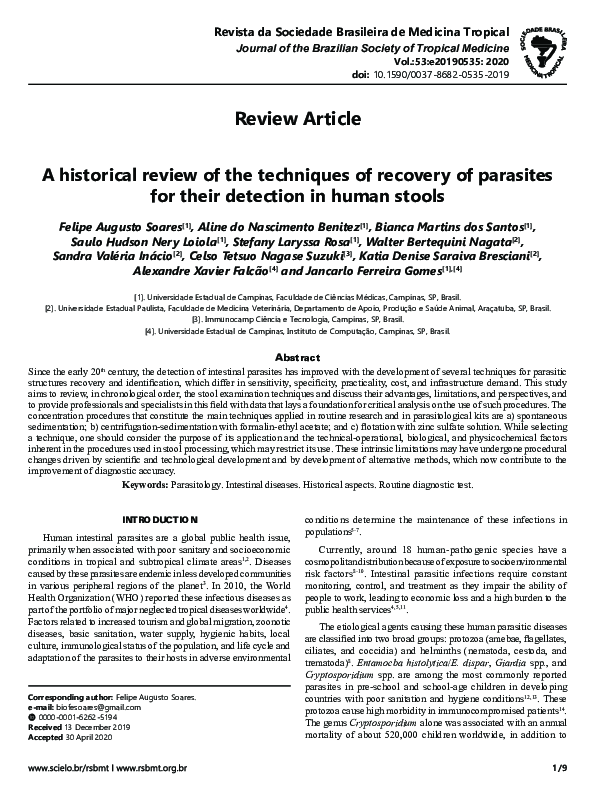 (PDF) A historical review of the techniques of recovery of parasites ...