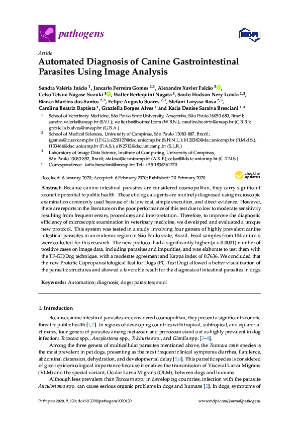 (PDF) Automated Diagnosis of Canine Gastrointestinal Parasites Using ...
