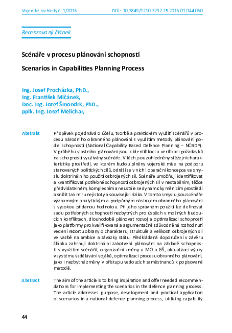 (PDF) Scenarios in Capabilities Planning Process