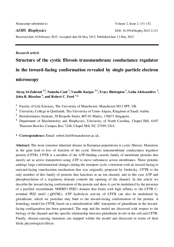 (PDF) Structure of the cystic fibrosis transmembrane conductance ...