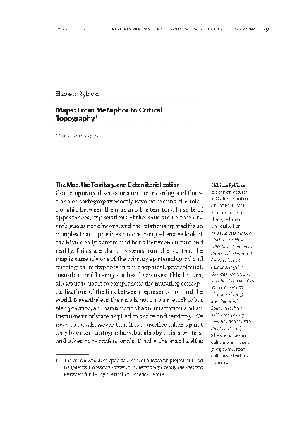 (PDF) Maps: From Metaphor to Critical Topography