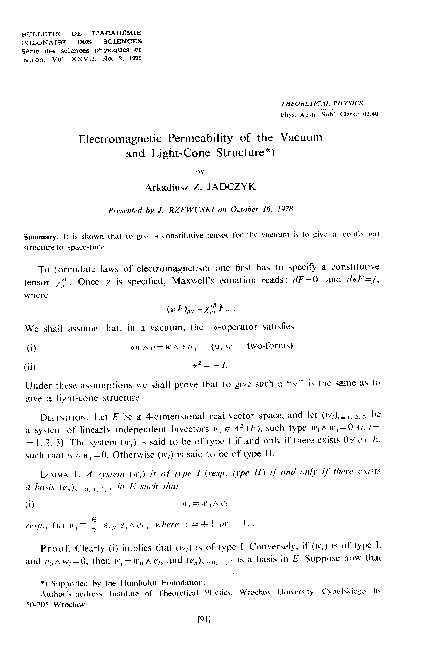 (PDF) Electromagnetic permeability of the vacuum and light-cone structure