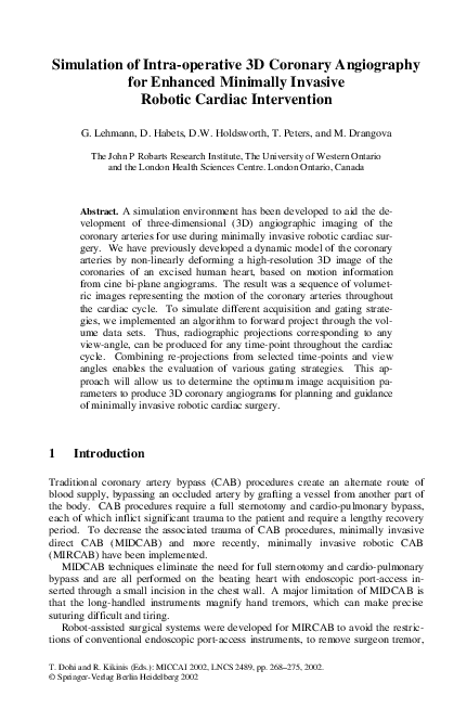 (PDF) Simulation of Intra-operative 3D Coronary Angiography for Enhanced Minimally Invasive ...