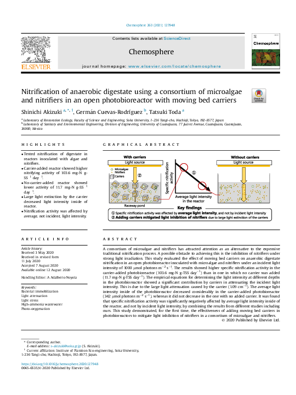 (PDF) Nitrification of anaerobic digestate using a consortium of ...
