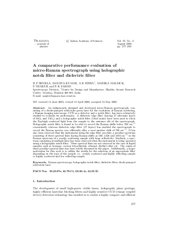 (PDF) A comparative performance evaluation of micro-Raman spectrograph ...