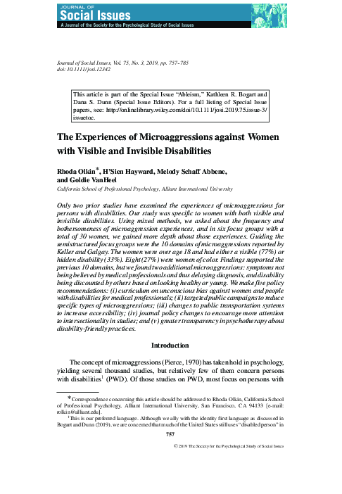 (PDF) The Experiences of Microaggressions against Women with Visible ...