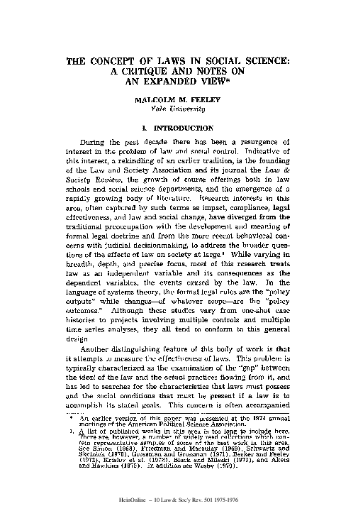 (PDF) The Concept of Laws in Social Science: A Critique and Notes on an ...