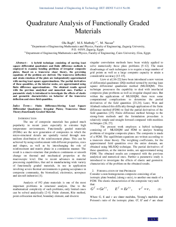 (PDF) Quadrature Analysis of Functionally Graded Materials