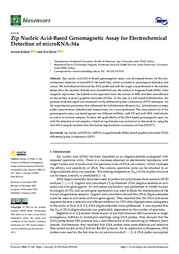 (PDF) Zip Nucleic Acid-Based Genomagnetic Assay for Electrochemical ...