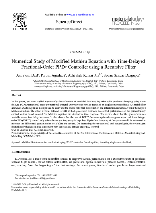 (PDF) Numerical Study of Modified Mathieu Equation with Time-Delayed ...