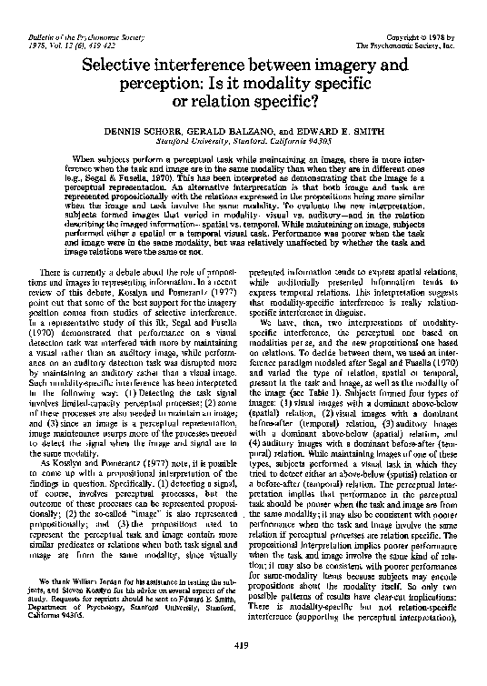 (PDF) Selective interference between imagery and perception: Is it modality specific or relation ...