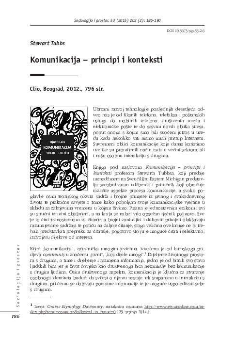(PDF) Stewart Tubbs: Komunikacija – principi i konteksti