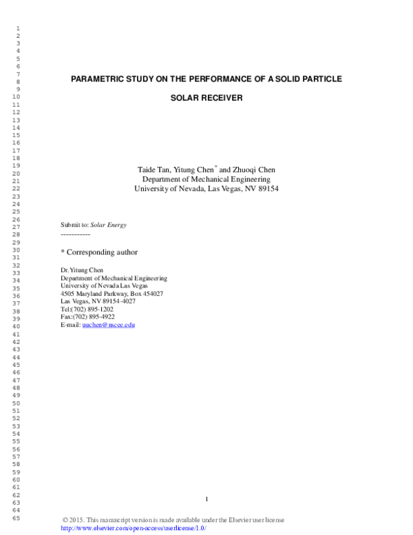 (PDF) Parametric study on the performance of a solid particle solar ...