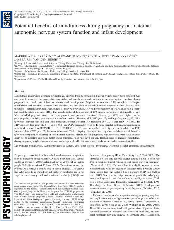 (PDF) Potential benefits of mindfulness during pregnancy on maternal autonomic nervous system ...