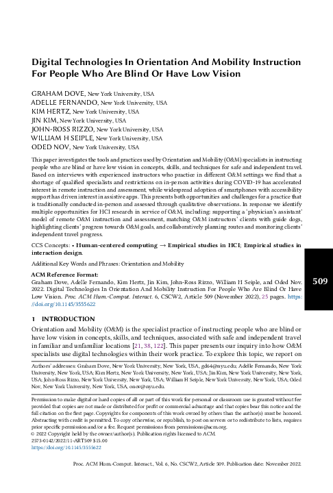 (PDF) Digital Technologies in Orientation and Mobility Instruction for ...