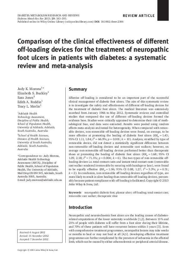 (PDF) Comparison of the clinical effectiveness of different off-loading ...