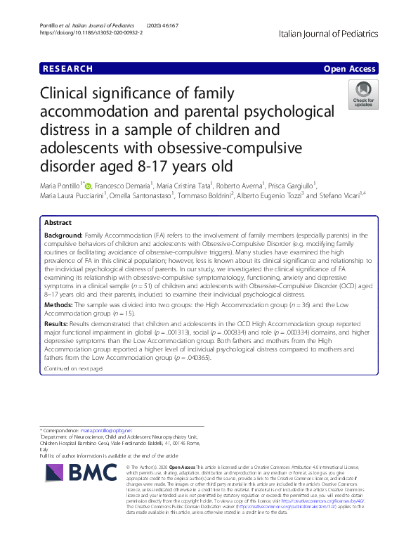 (PDF) Clinical significance of family accommodation and parental ...