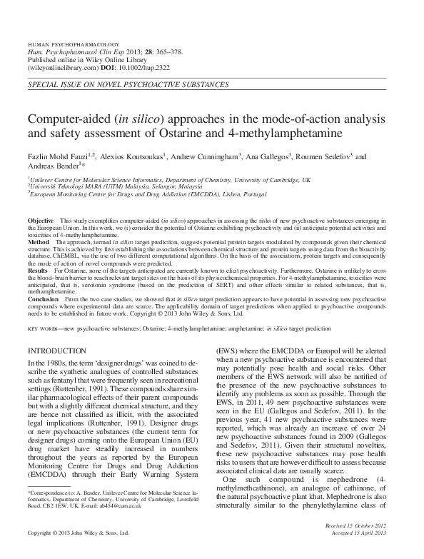 (PDF) Computer-aided ( in silico ) approaches in the mode-of-action analysis and safety ...