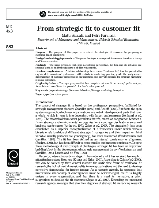 (PDF) From strategic fit to customer fit
