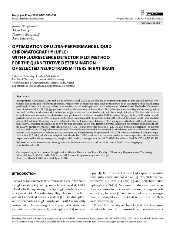 (PDF) Optimization of ultra-performance liquid chromatography (UPLC) with fluorescence detector ...