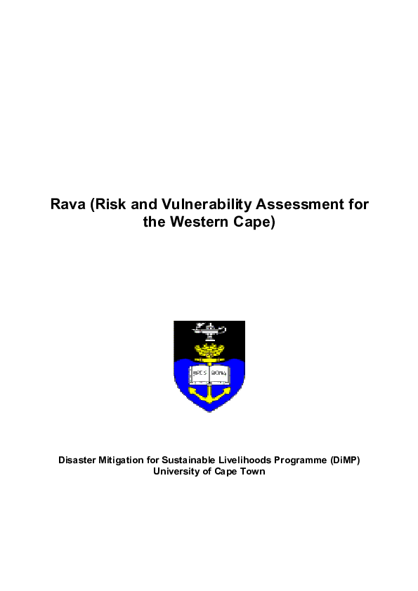 (PDF) Rava (Risk and Vulnerability Assessment for the Western Cape)