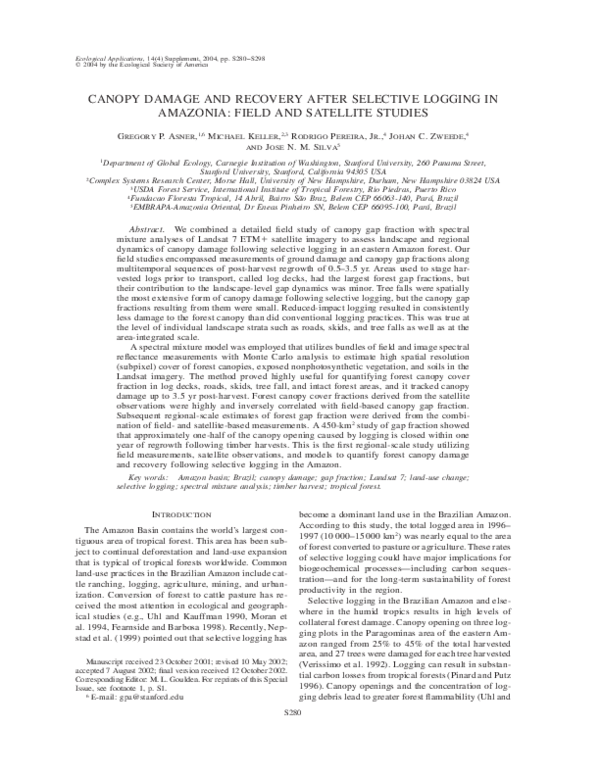 (PDF) Canopy Damage and Recovery After Selective Logging in Amazonia ...