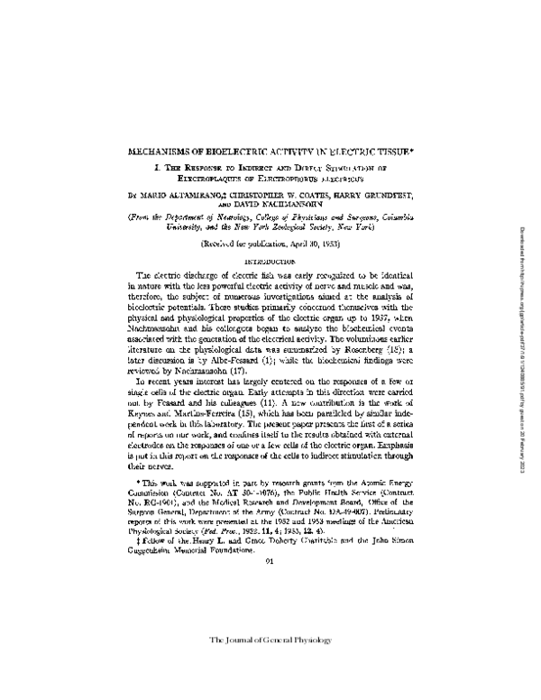 (PDF) Mechanisms of Bioelectric Activity in Electric Tissue