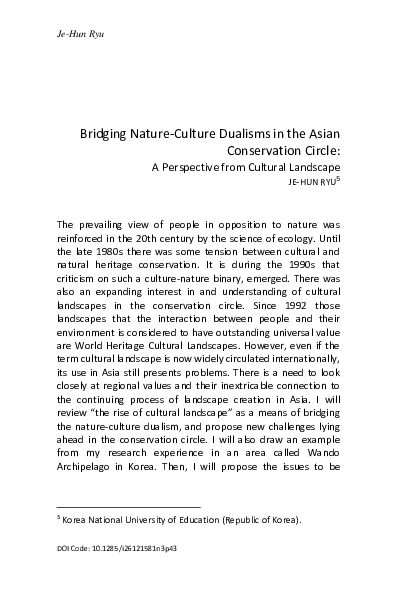 (PDF) Bridging Nature-Culture Dualisms in the Asian Conservation Circle ...